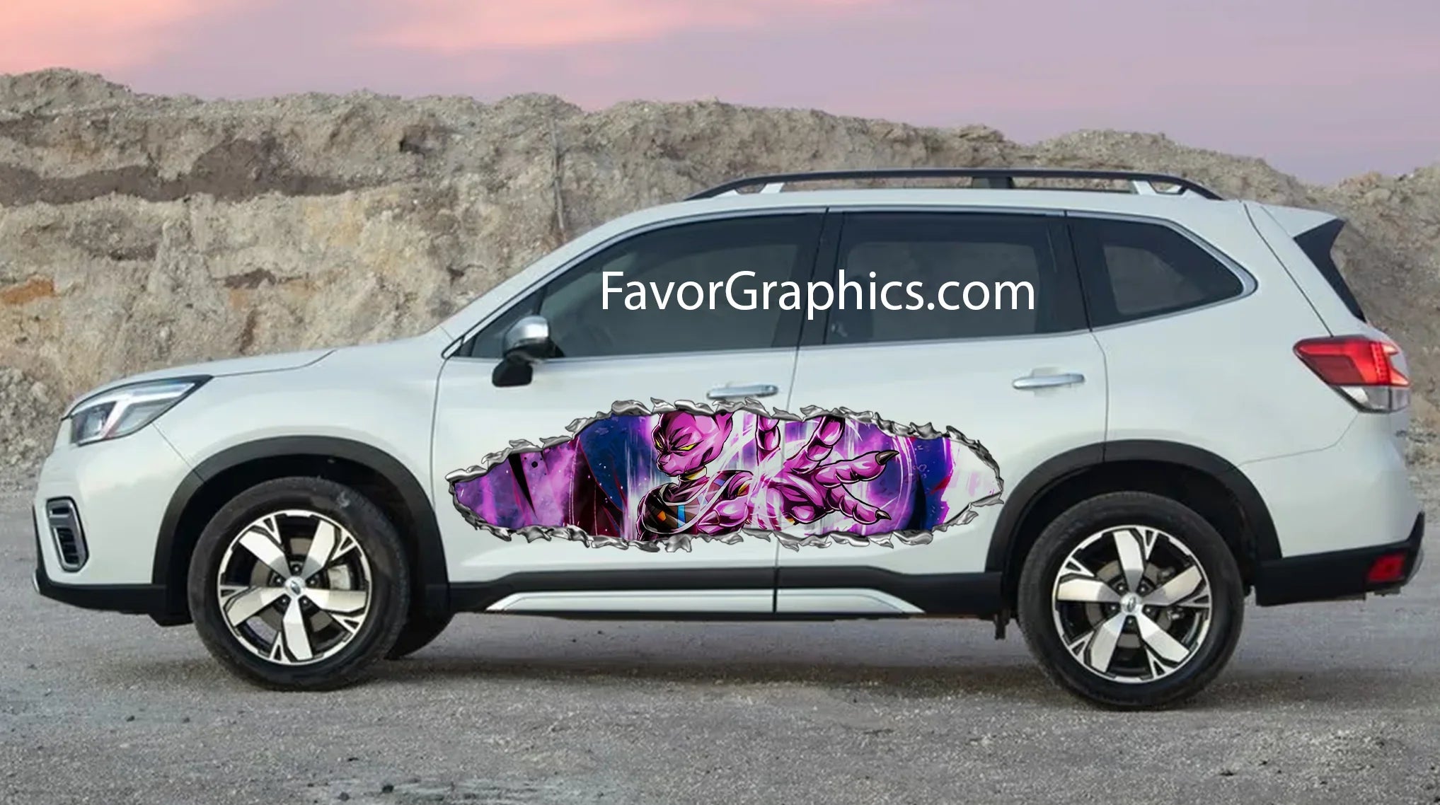 Beerus Ripped Metal Car Side Wrap Decal Sticker – Favor Graphics