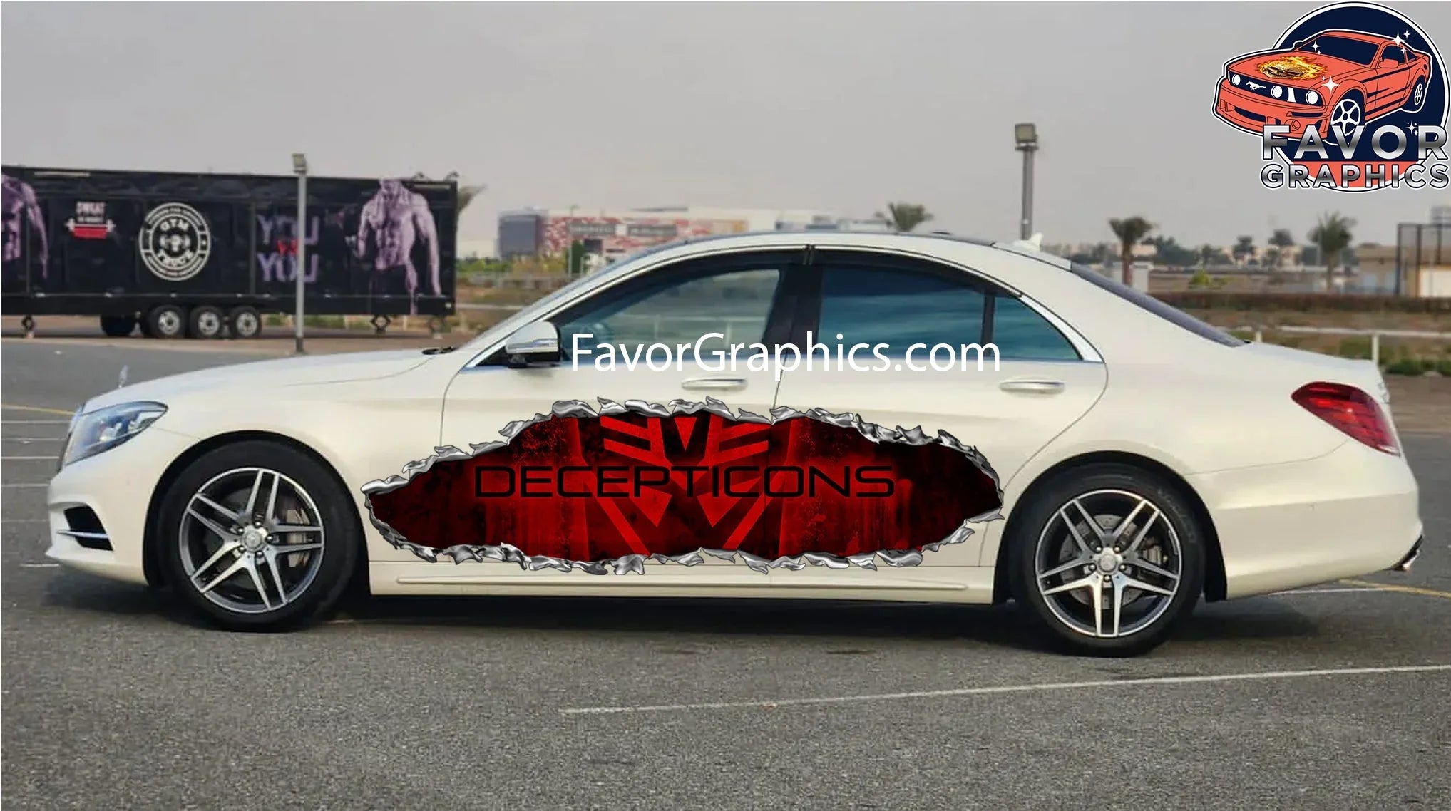 Decepticon Ripped Metal Car Side Vinyl Wrap Decal Sticker – Favor Graphics