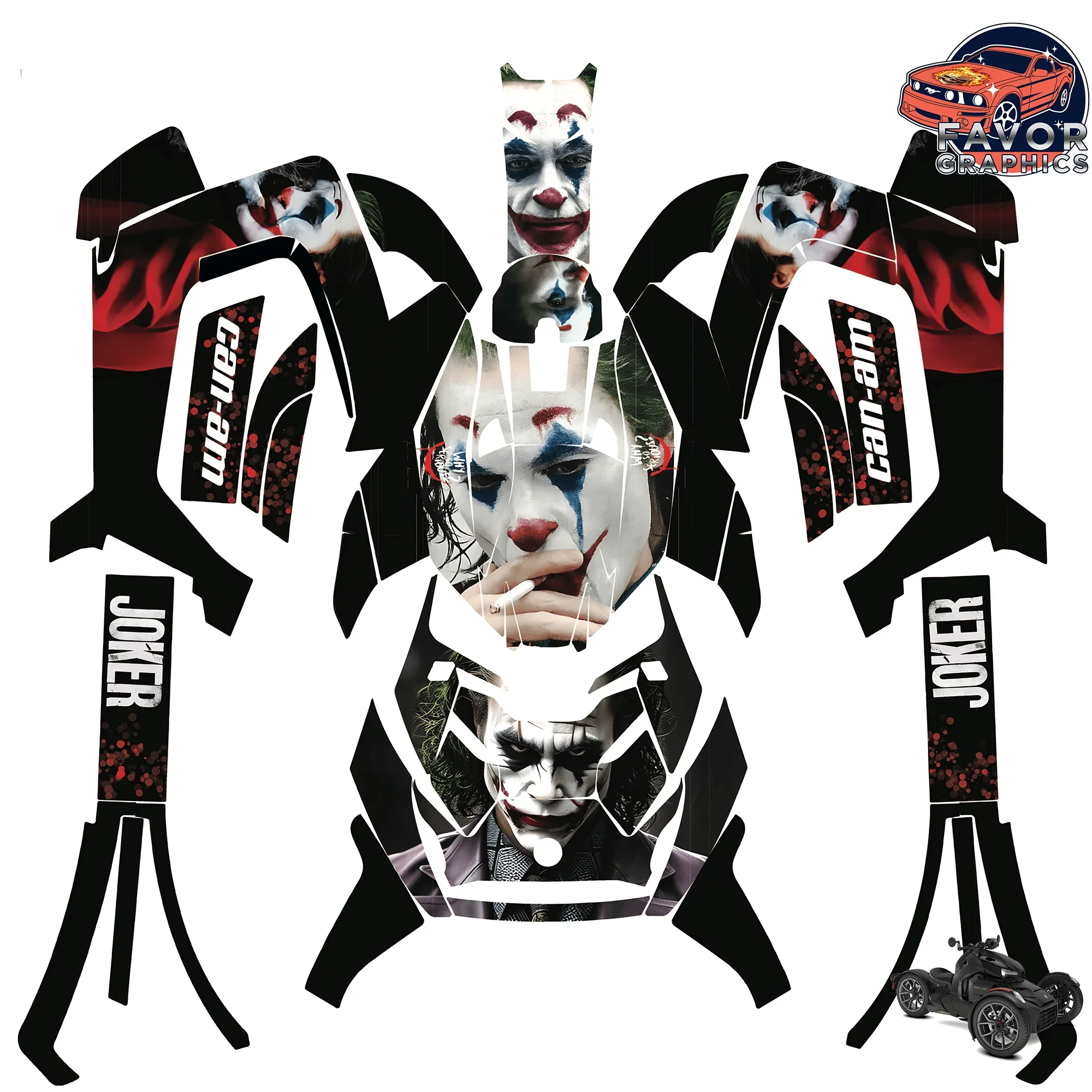 Joker Vinyl Wrap Decal Sticker for Can Am Ryker 600 900 2018-2024 ...