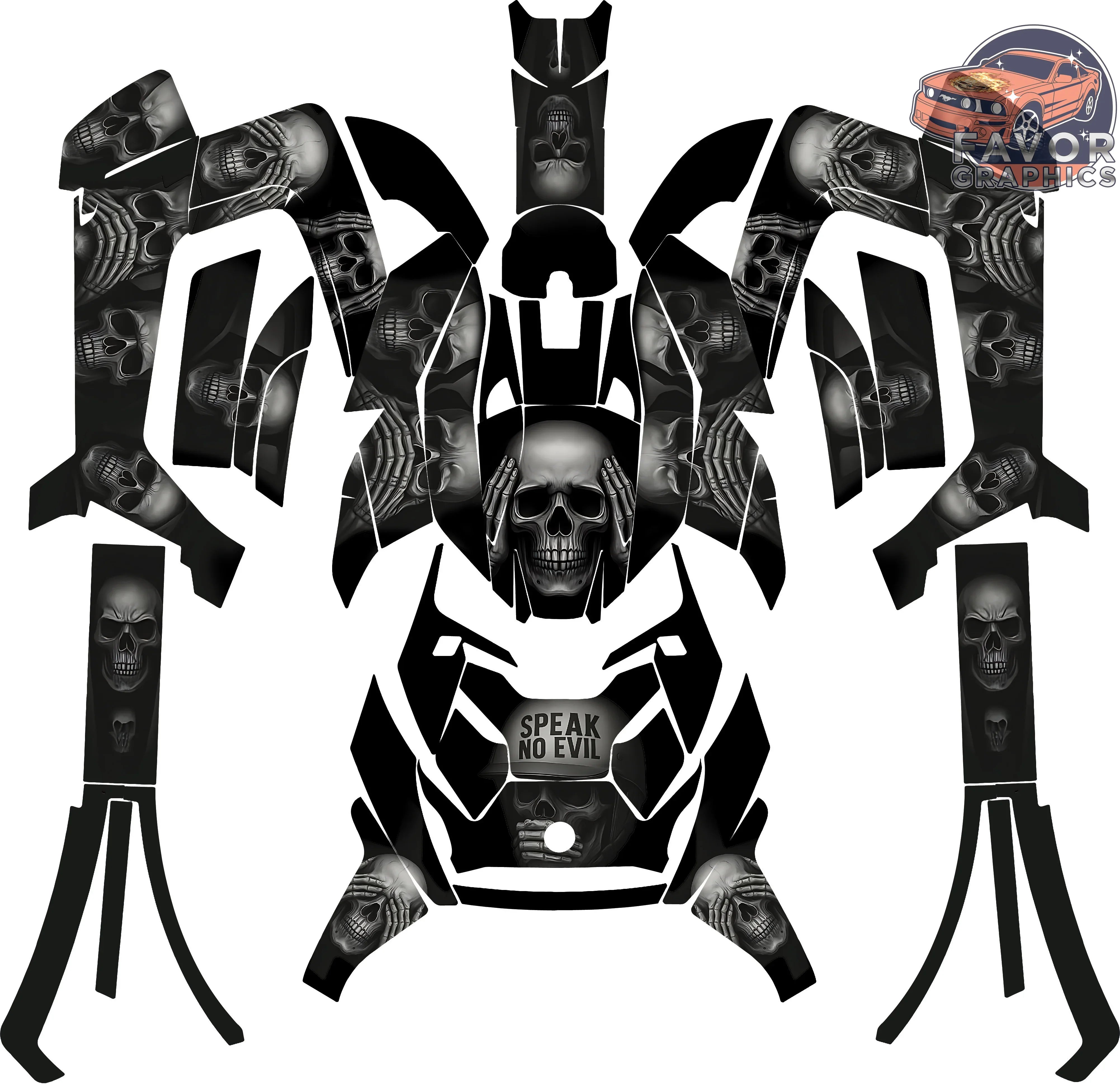 Skull Vinyl Wrap Decal Sticker for Can Am Ryker 600 900 2018-2024 ...