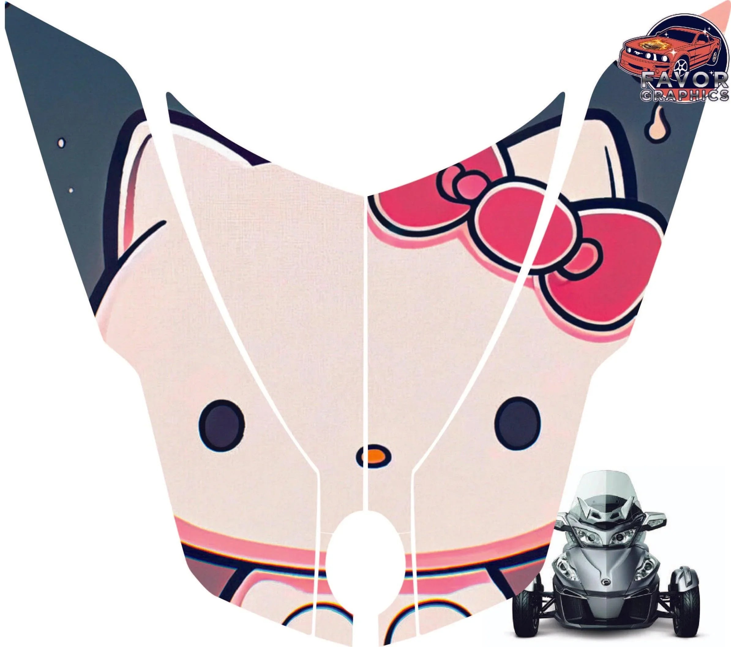 Hello Kitty Hood Vinyl Wrap Decal Sticker For Can-am Spyder RT 2010-20 ...