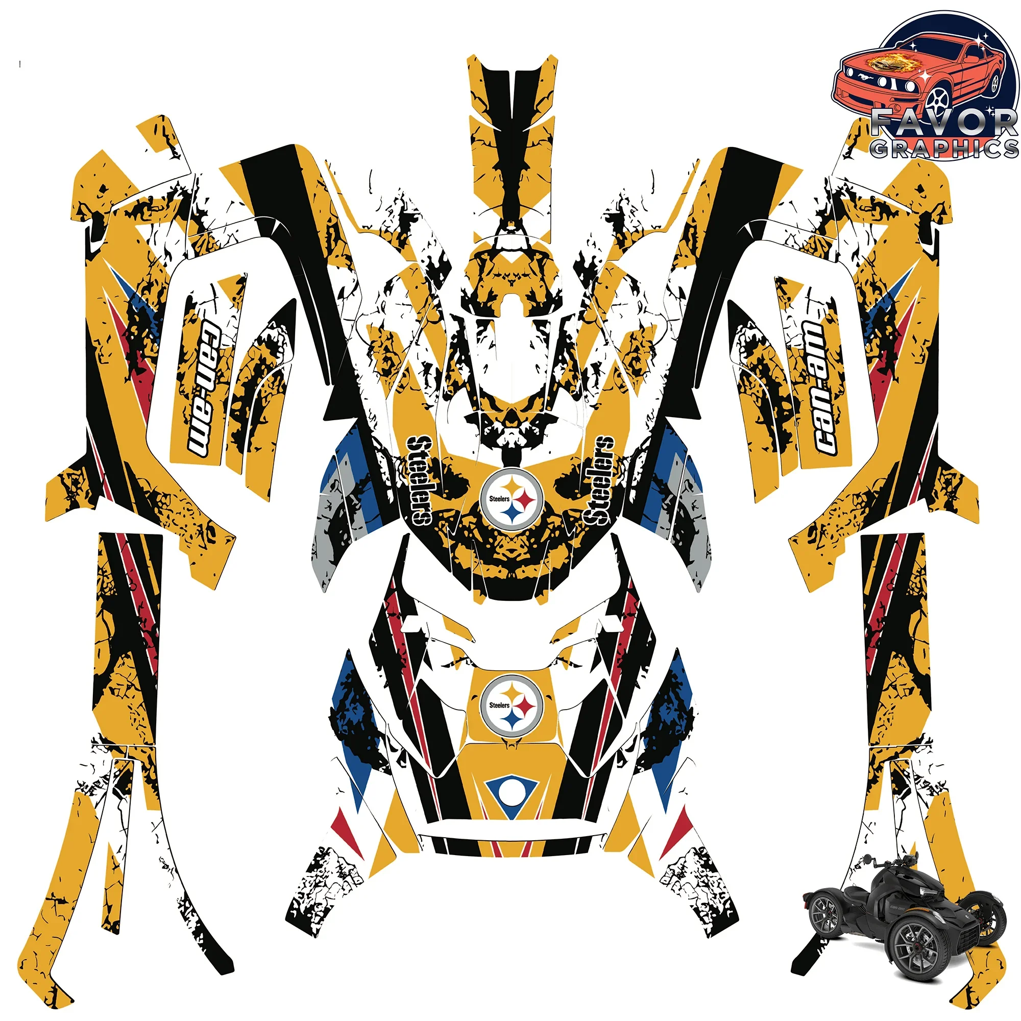 Pittsburgh Steelers Vinyl Wrap Decal Sticker for Can Am Ryker 600 900 ...