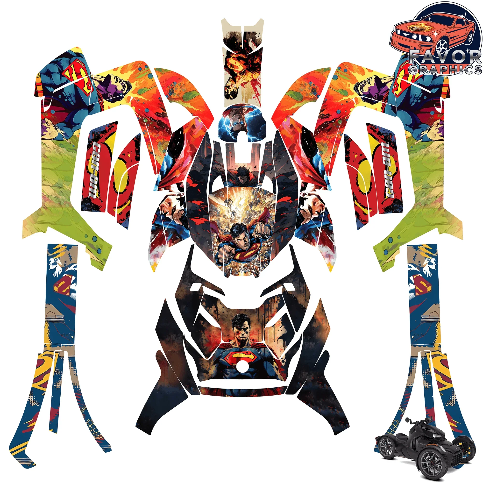 Superman Vinyl Wrap Decal Sticker for Can Am Ryker 600 900 2018-2024 ...