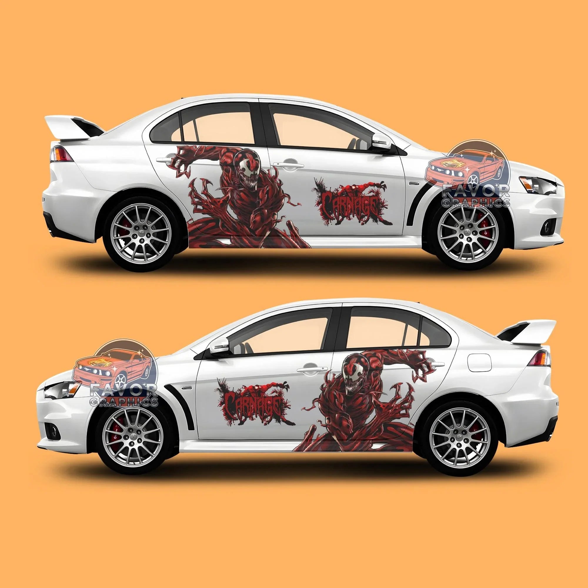 Carnage Itasha Car Side Door Decal Vinyl Sticker – Favor Graphics