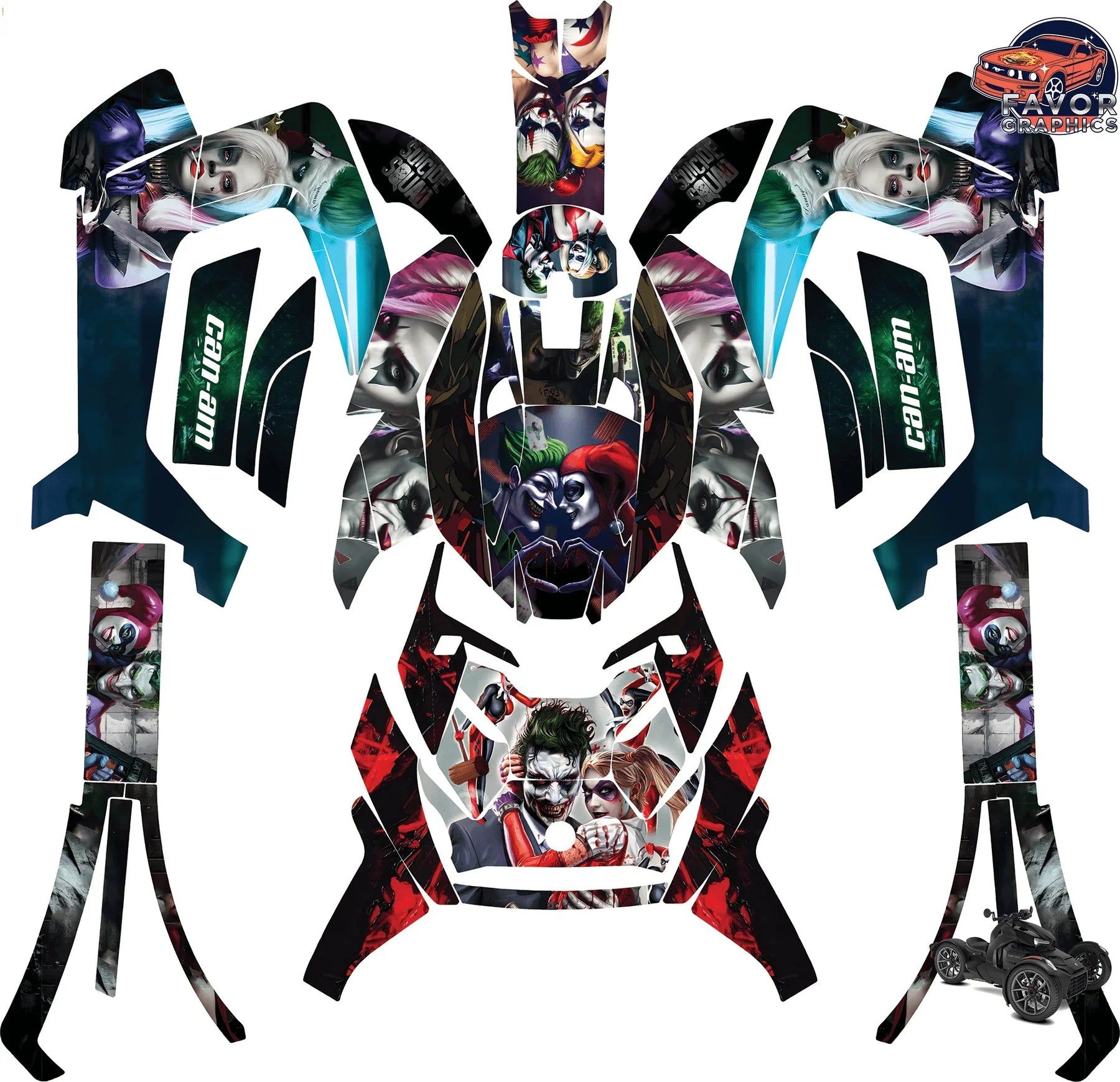 Harley Quinn Joker Vinyl Wrap Decal Sticker for Can Am Ryker 600 900 2 ...