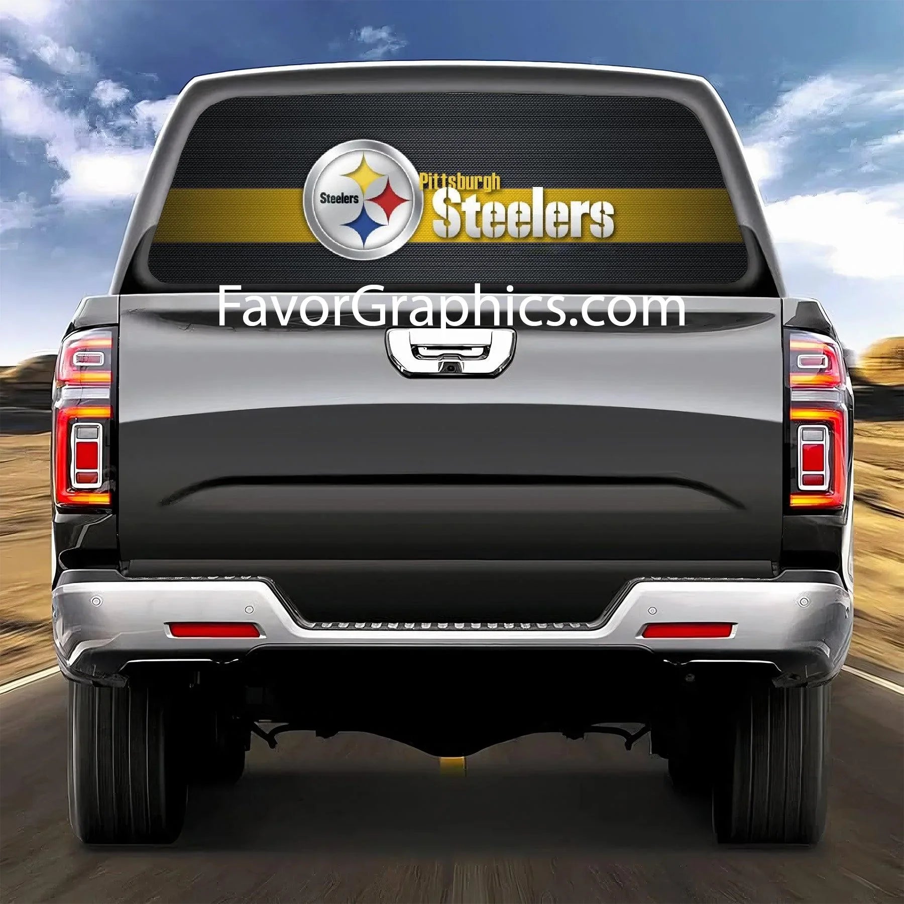 Pittsburgh Steelers Rear Window Perforated Graphic Vinyl Decal Car Tru ...