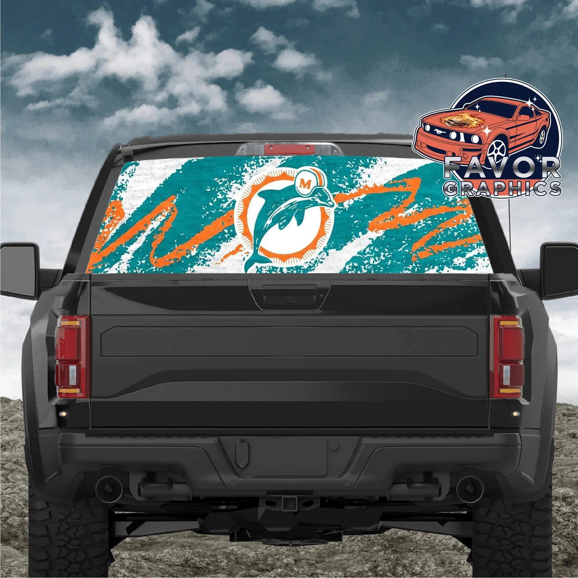 Miami Dolphins Rear Window Perforated Graphic Vinyl Decal Car Truck UT ...