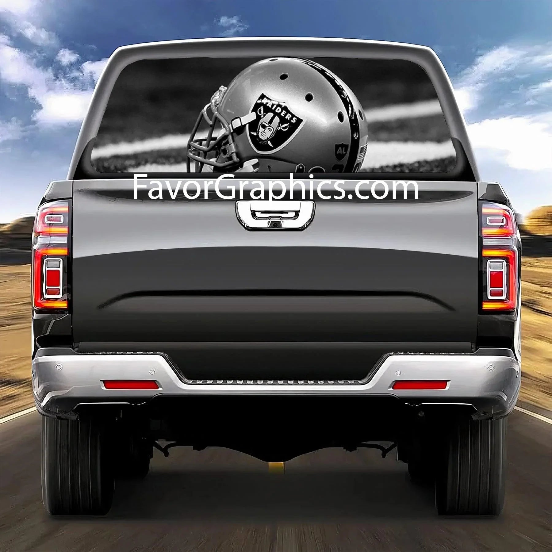 Las Vegas Raiders Rear Window Perforated Graphic Vinyl Decal Car Truck ...