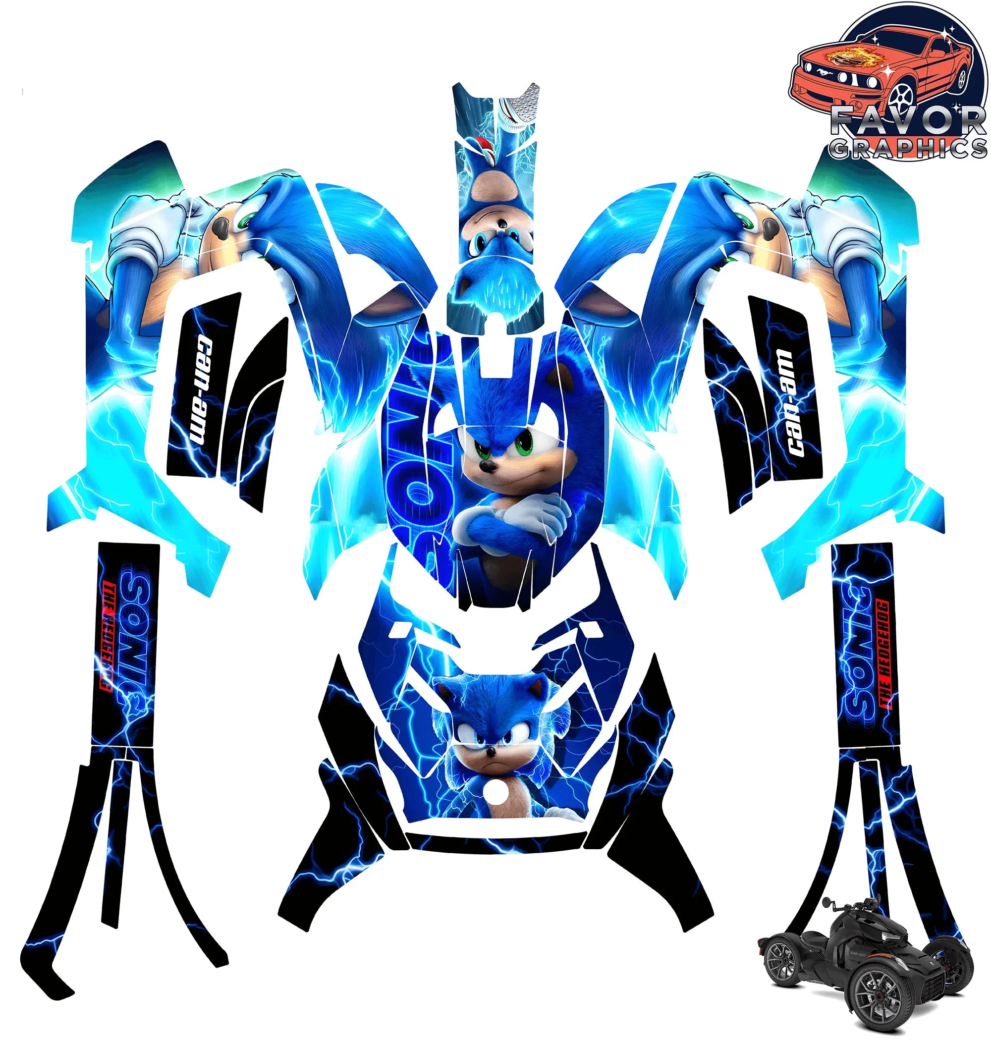 Sonic The Hedgehog Vinyl Wrap Decal Sticker for Can Am Ryker 600 900 2 ...
