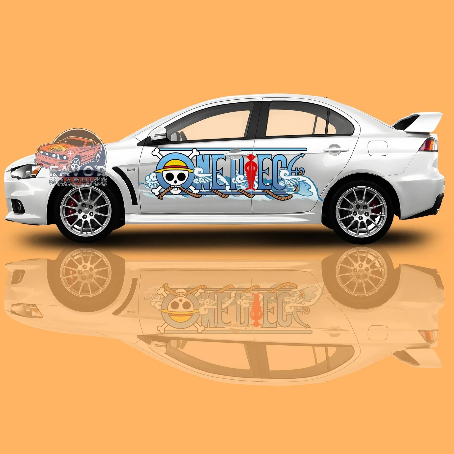 One Piece Itasha Car Side Door Decal - Vinyl Sticker – Favor Graphics