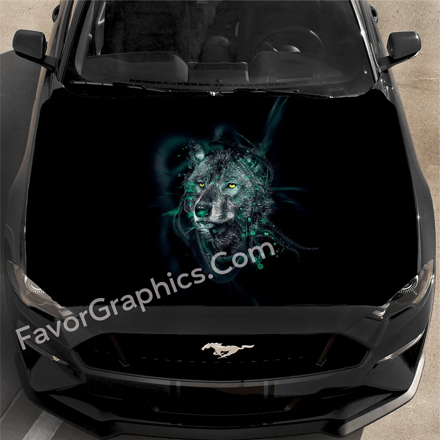 Wolf Car Hood Wrap Vinyl High Quality Graphic – Favor Graphics