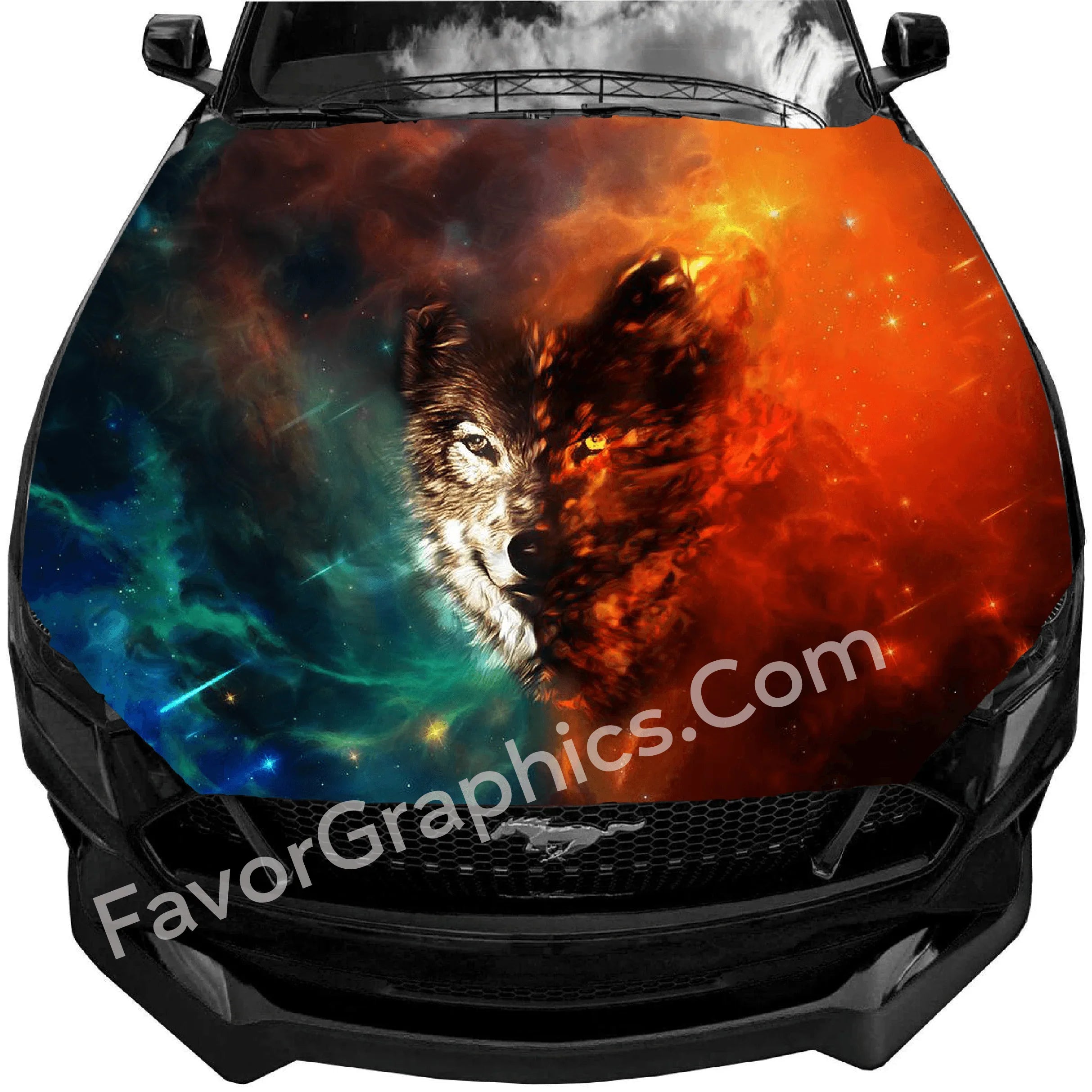 Wolf Car Hood Wrap Vinyl Decal High Quality Graphic – Favor Graphics